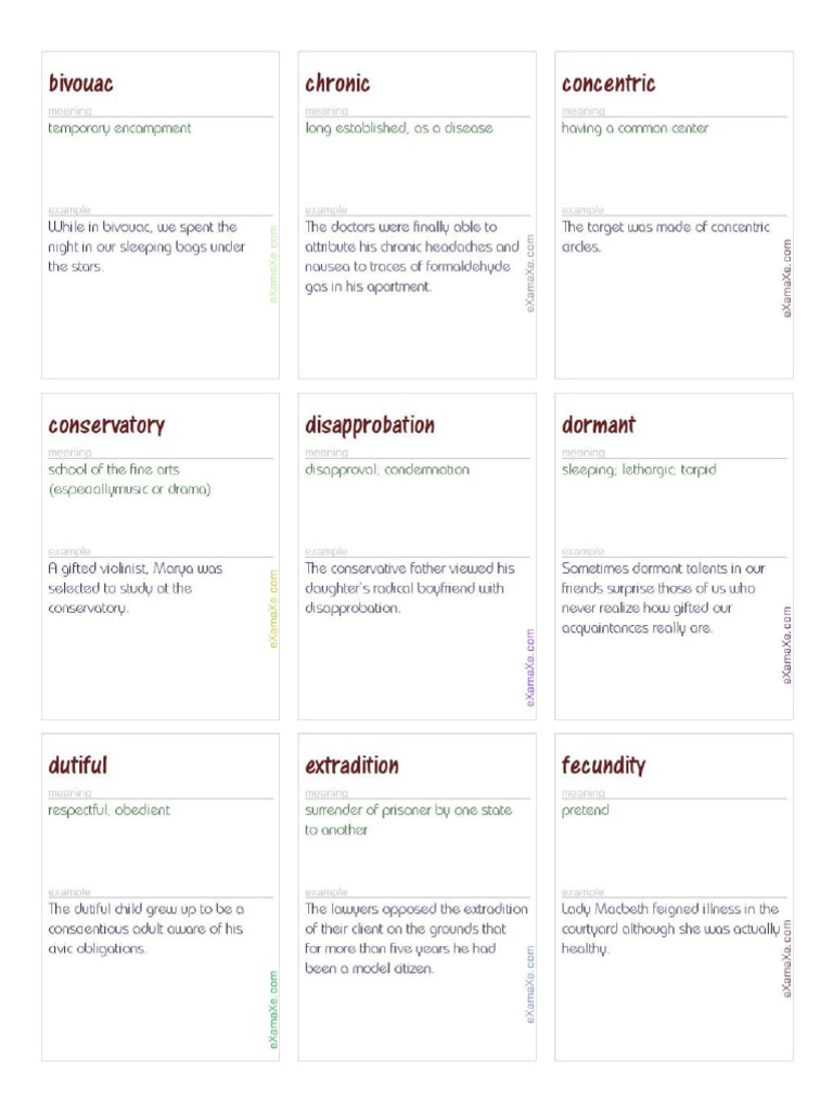 Vocabulary Flashcards 04 | PDF