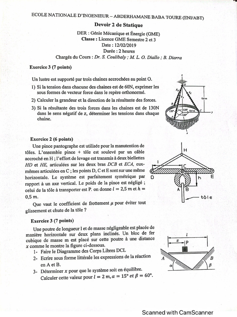 Ancien Sujet de Statique | PDF