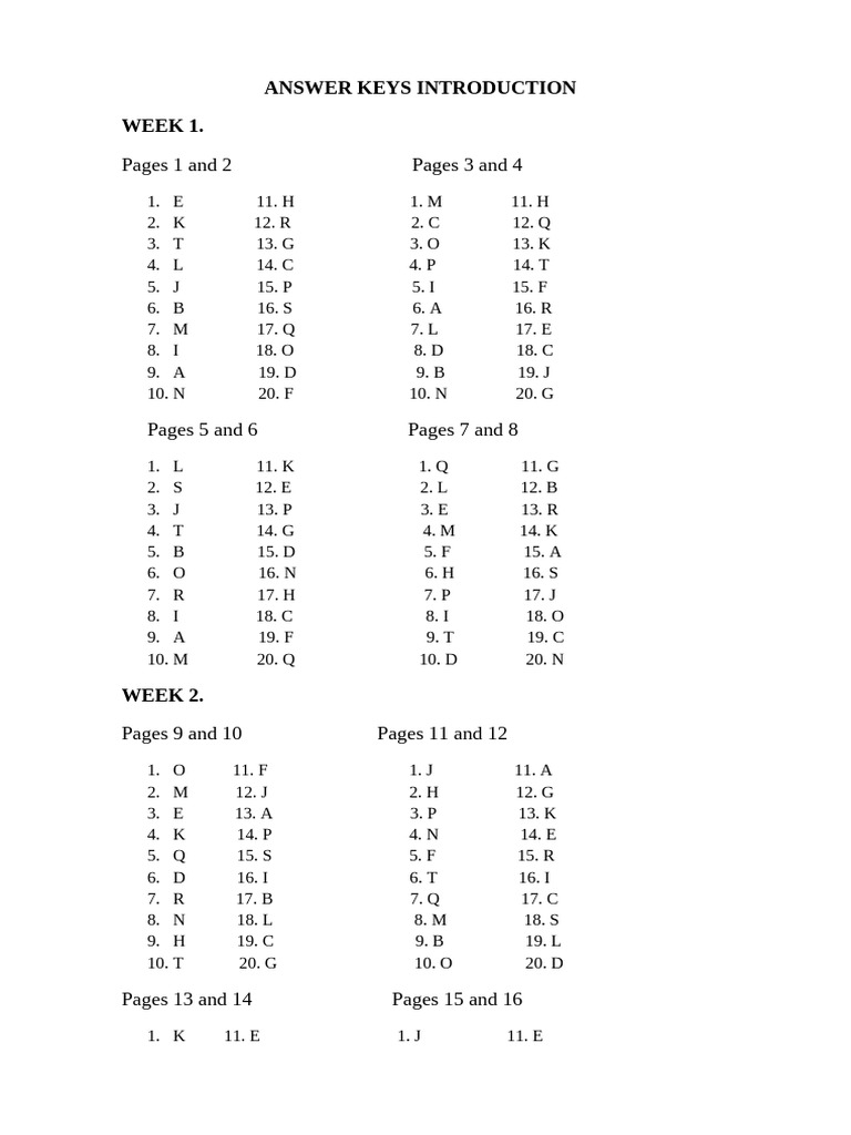 Answer Keys Introduction | PDF