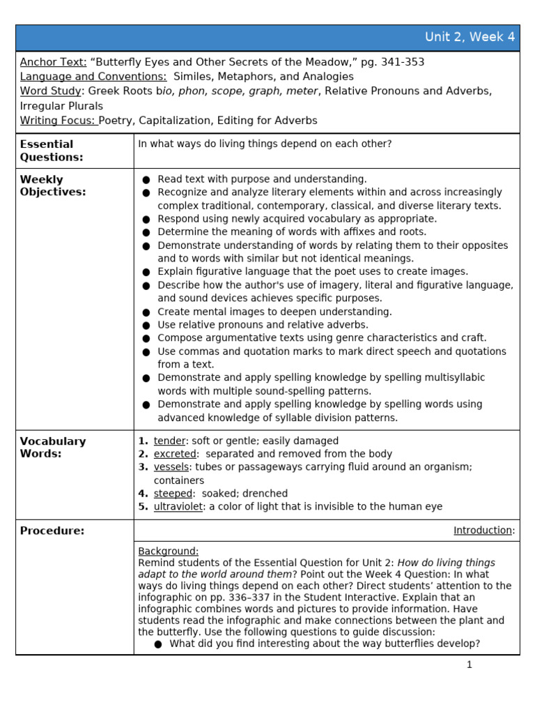 Io, Phon, Scope, Graph, Meter: Essential Questions: Weekly Objectives ...