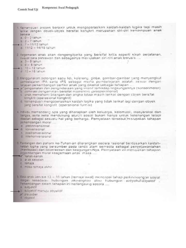 Contoh Soal AKG Pedagogik 3 | PDF