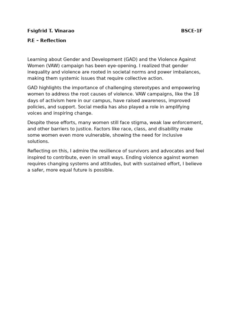 Pe Gad Vawc Reflection | PDF