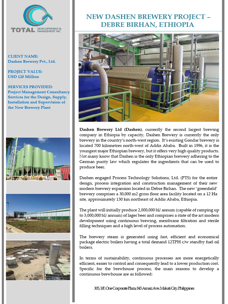 New Dashen Brewery Expansion Overview | PDF | Brewery | Brewing