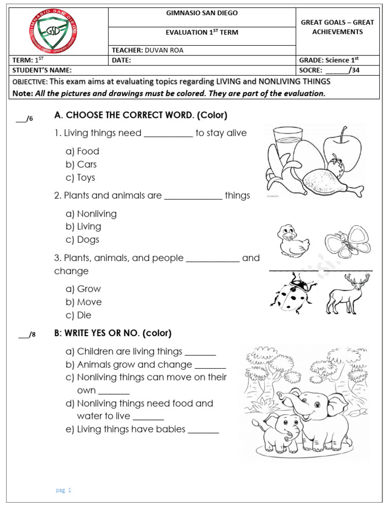 Science Exam: Living vs Nonliving | PDF