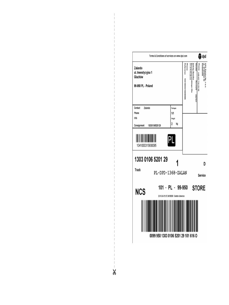 Zalando Returnsheetlabel 10901118565445 | PDF