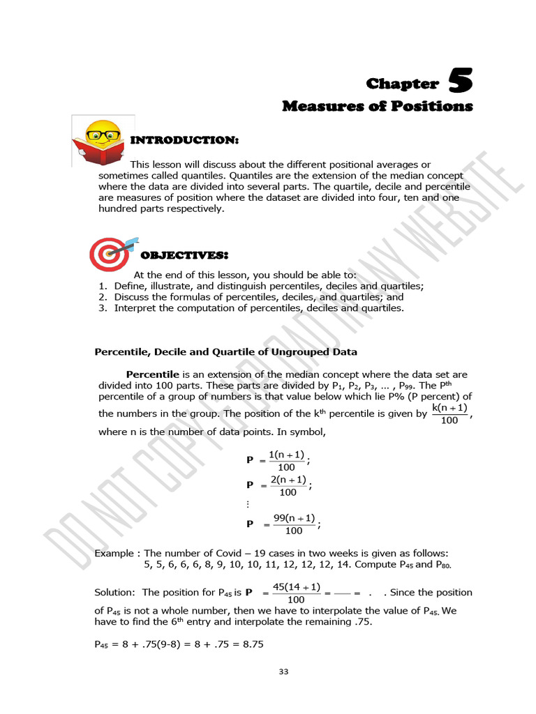 Measures of Position: Percentiles, Deciles, Quartiles | PDF | Quartile | Percentile