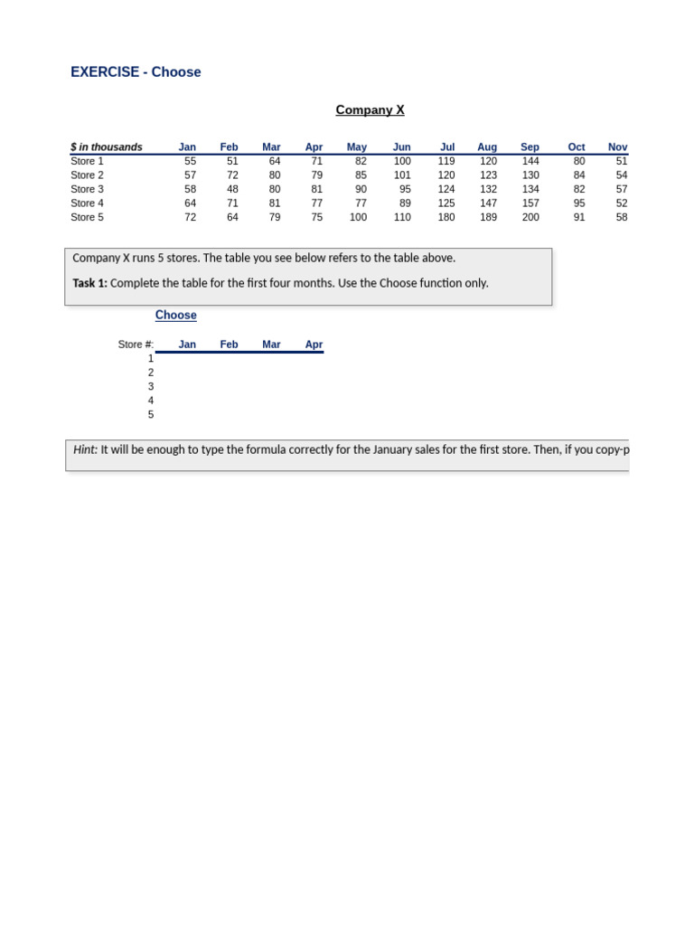 Exercise Choose Vlookup and Choose | PDF