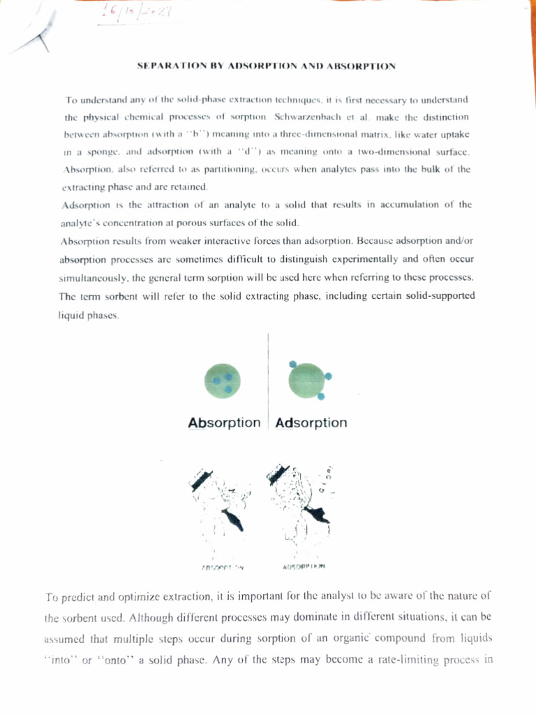Adsorption vs. Absorption Explained | PDF | Adsorption | Gases