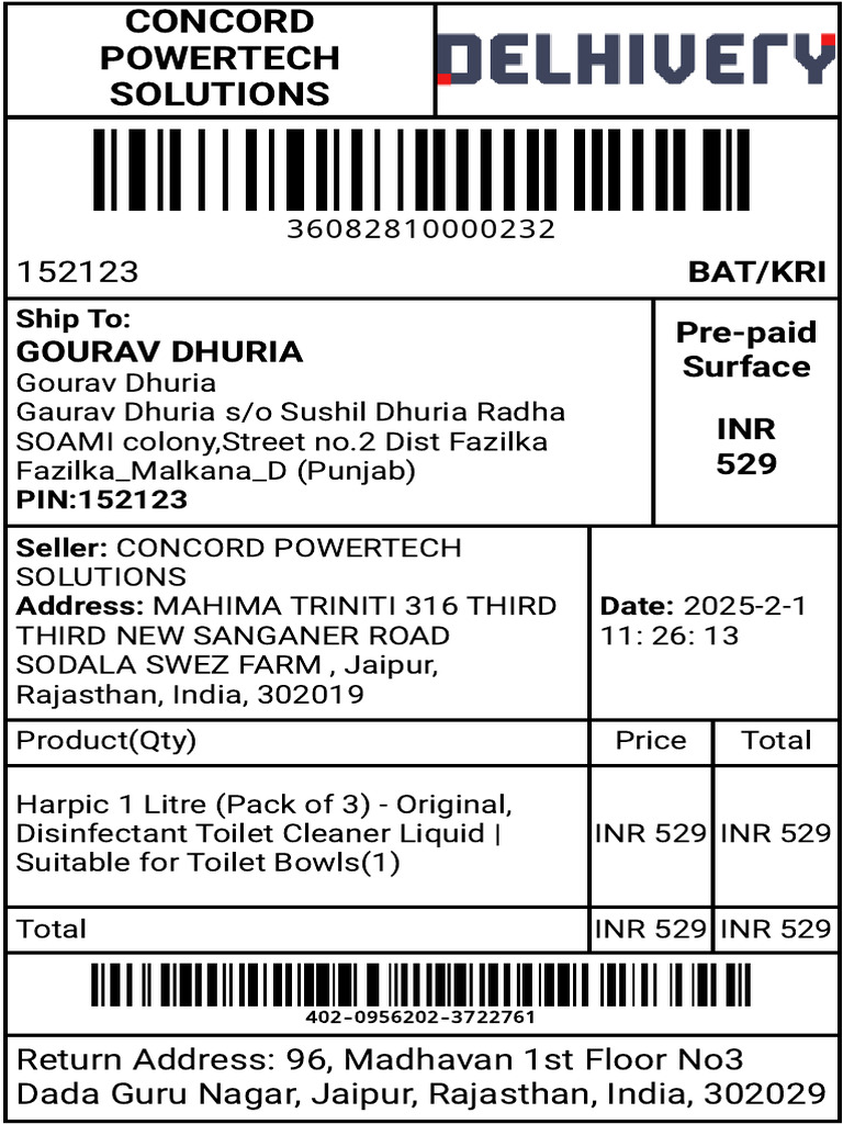 Invoice for Harpic Purchase | PDF