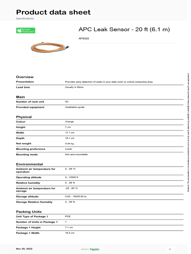 Uniflair InRow Cooling Accessories - AP9325 | PDF