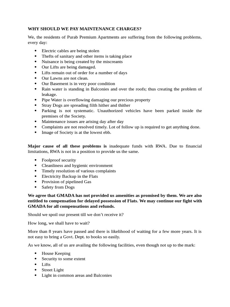 Importance of Paying Maintenance Charges | PDF