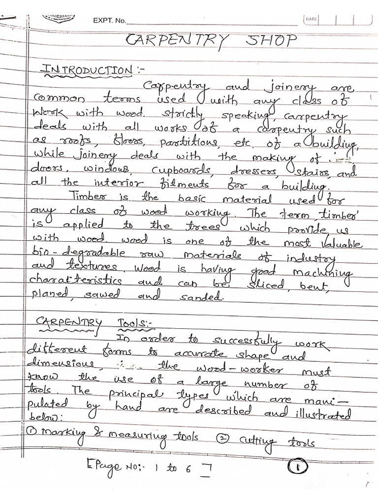 Carpentry Shop Assignment No - 1 | PDF