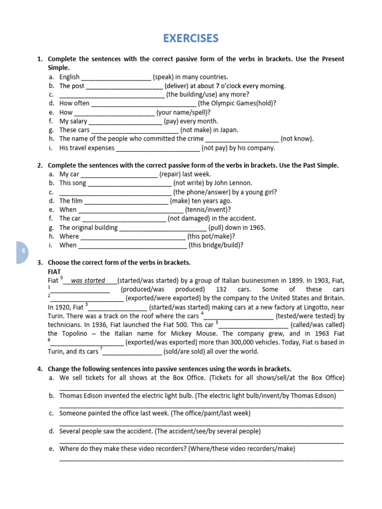 Excercises Active and Passive | PDF