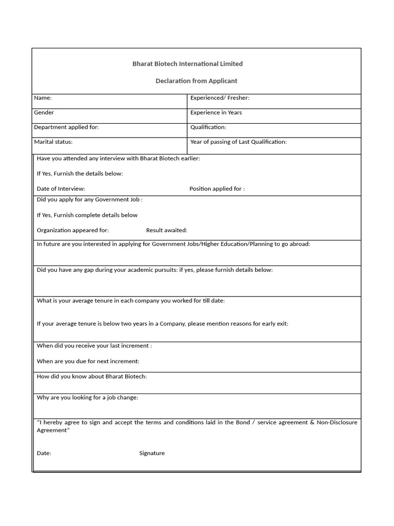 New Declaration Form | PDF