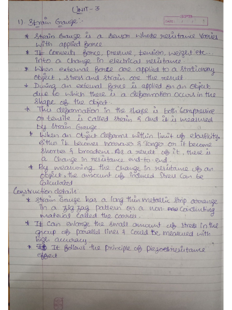 Sensors Unit 3-1 | PDF