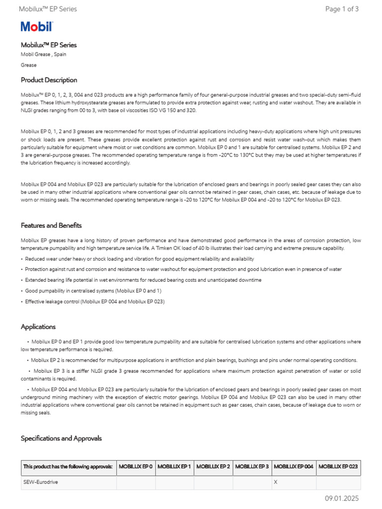 GL XX Mobilux EP Series | PDF | Exxon Mobil | Mechanical Engineering