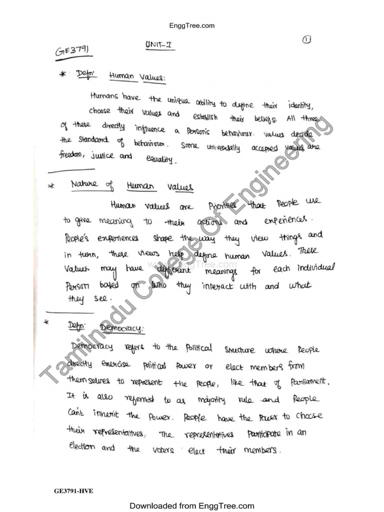Human Values and Ethics Handwritten Notes 1 | PDF