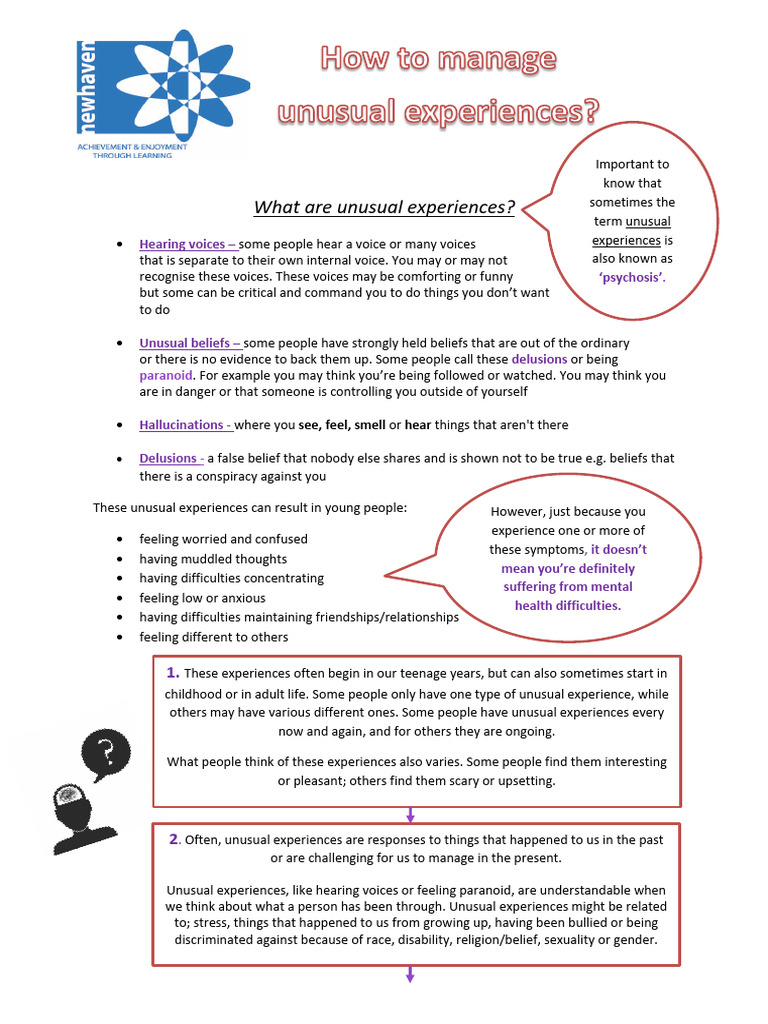 How To Manage Unusual Experiences | PDF | Delusion | Paranoia