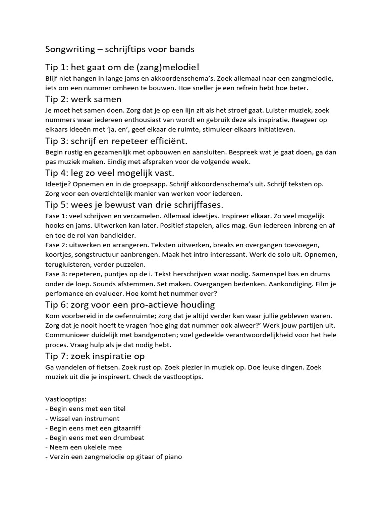 Songwriting Tips | PDF