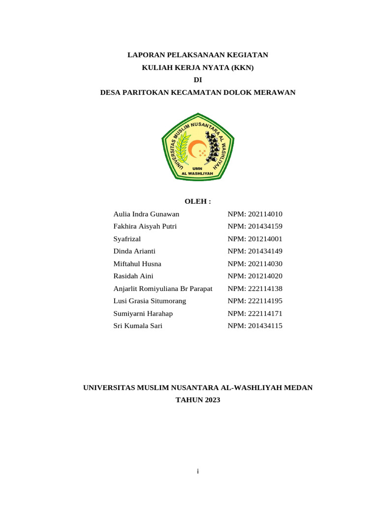 Laporan Kegiatan KKN Desa Paritokan | PDF