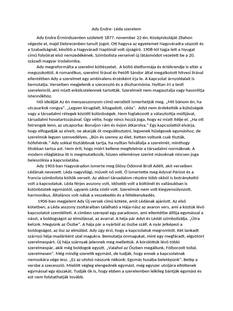 Ady Endre-Léda versek | PDF