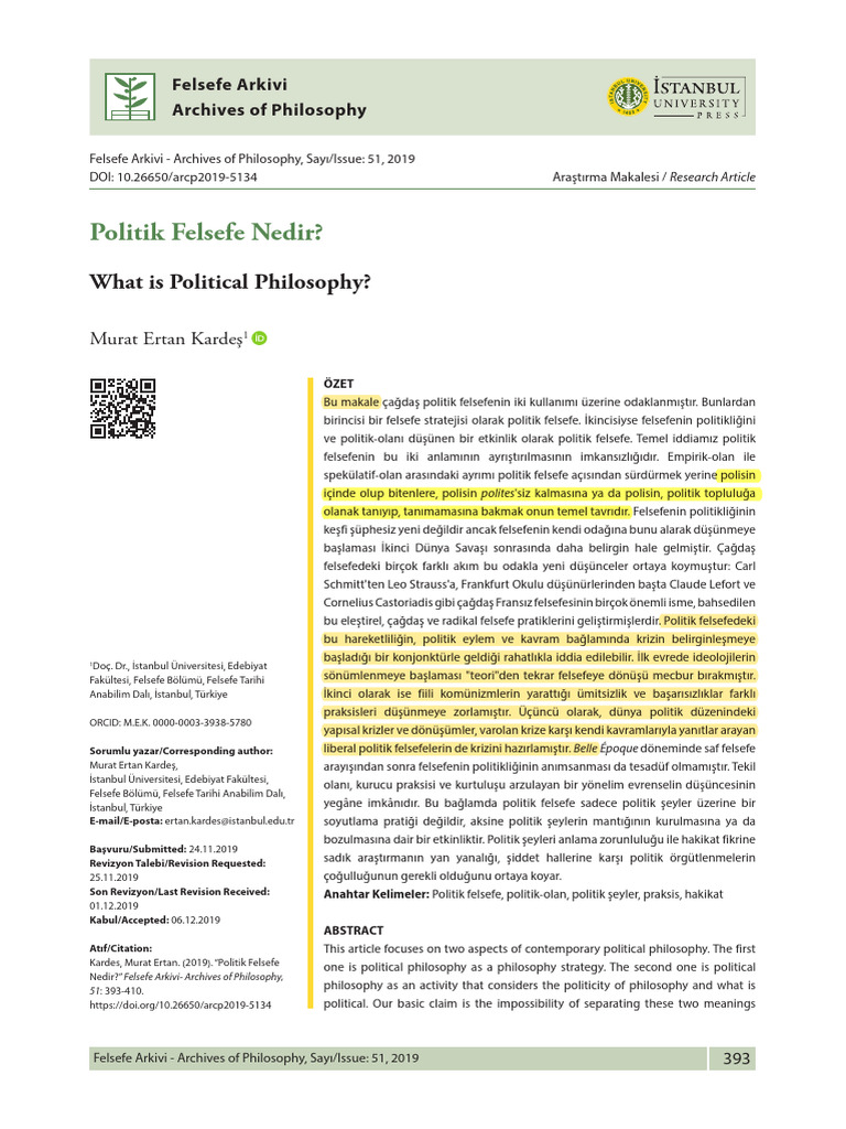 Politik Felsefe Nedir 2 2 | PDF