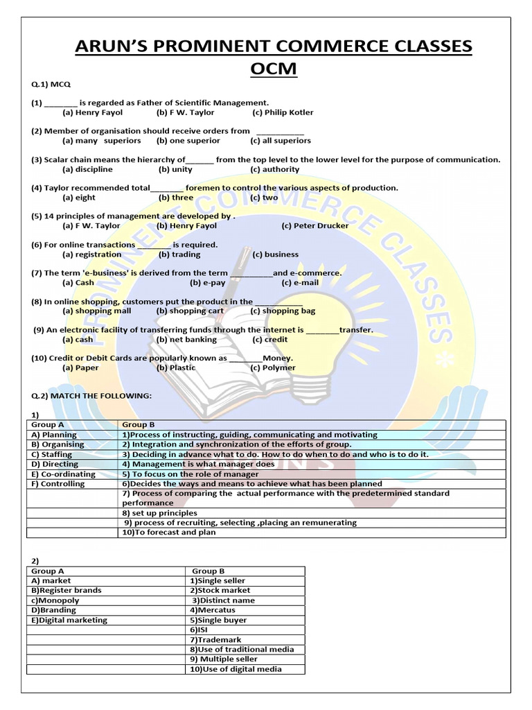 Ocm All Objective Question | PDF | Warehouse | Economies