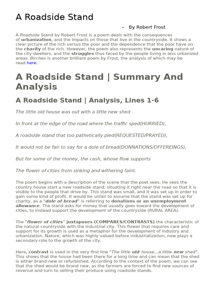 A Roadside Stand | PDF