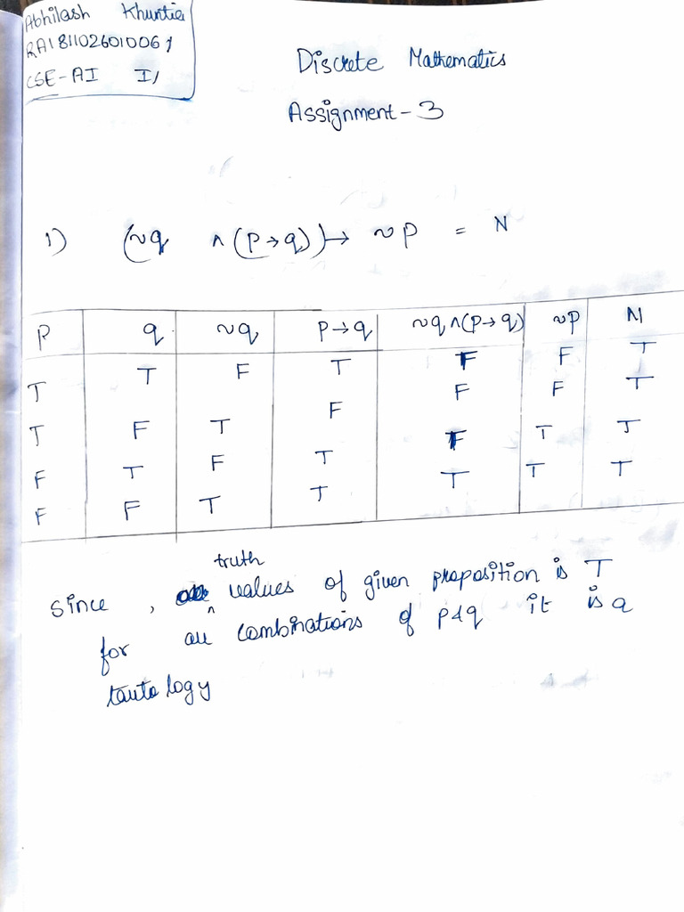 Discrete Mathematics Assignment-3 RA1811026010061 | PDF