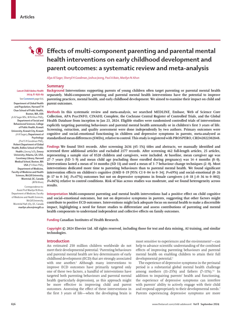 Effects of Multi-Component Parenting and Parental Mental | PDF | Mental ...