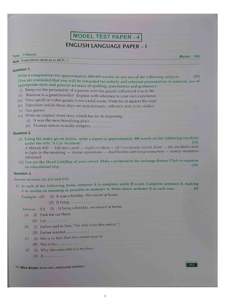 Eng Lang Model QP 2 | PDF