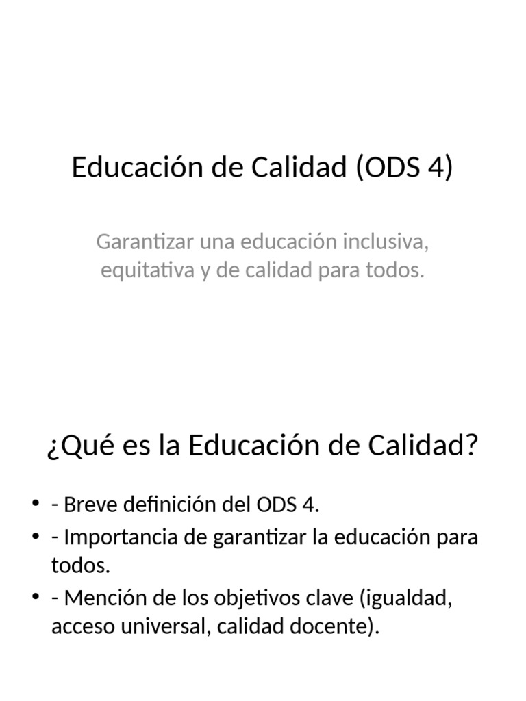 Educacion Calidad ODS4 | PDF