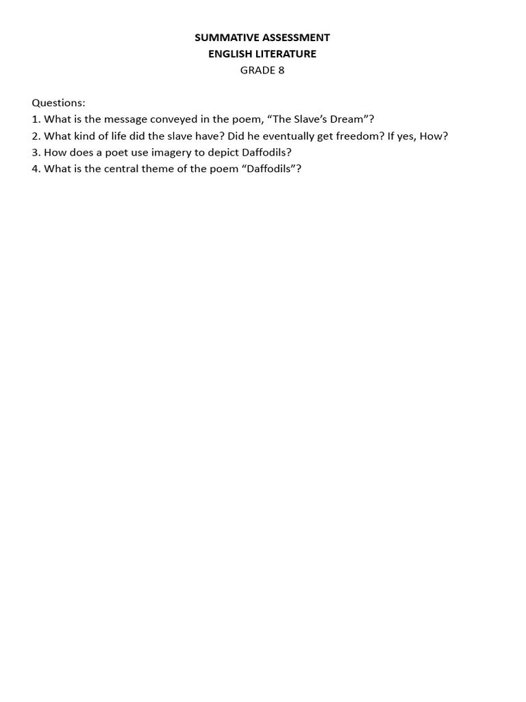 Grade 8 Sa-Poems | PDF