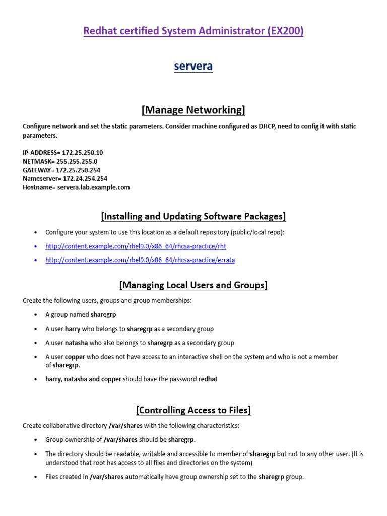 EX200 - V9 - ONLY - QUestions V2.5 | PDF | Sudo | Superuser