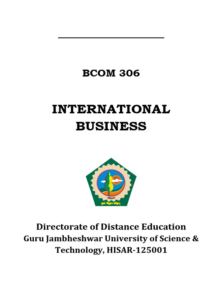 Bcom 306 Book | PDF | International Business | Globalization