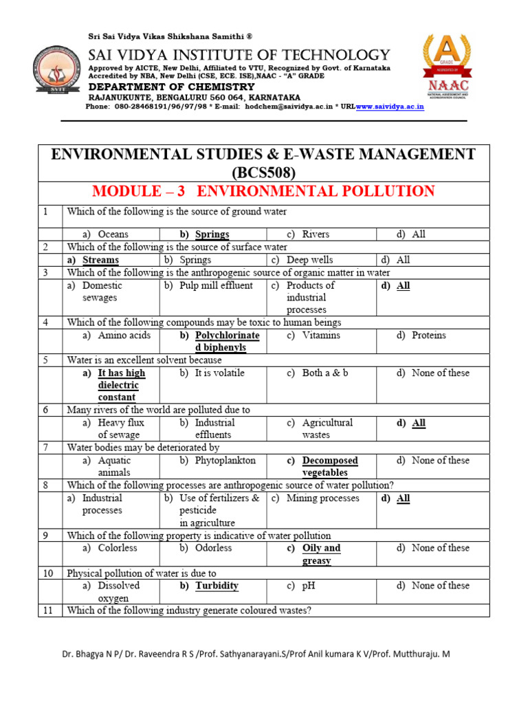 Evs Module-3 Mcq | PDF | Soil | Oxide