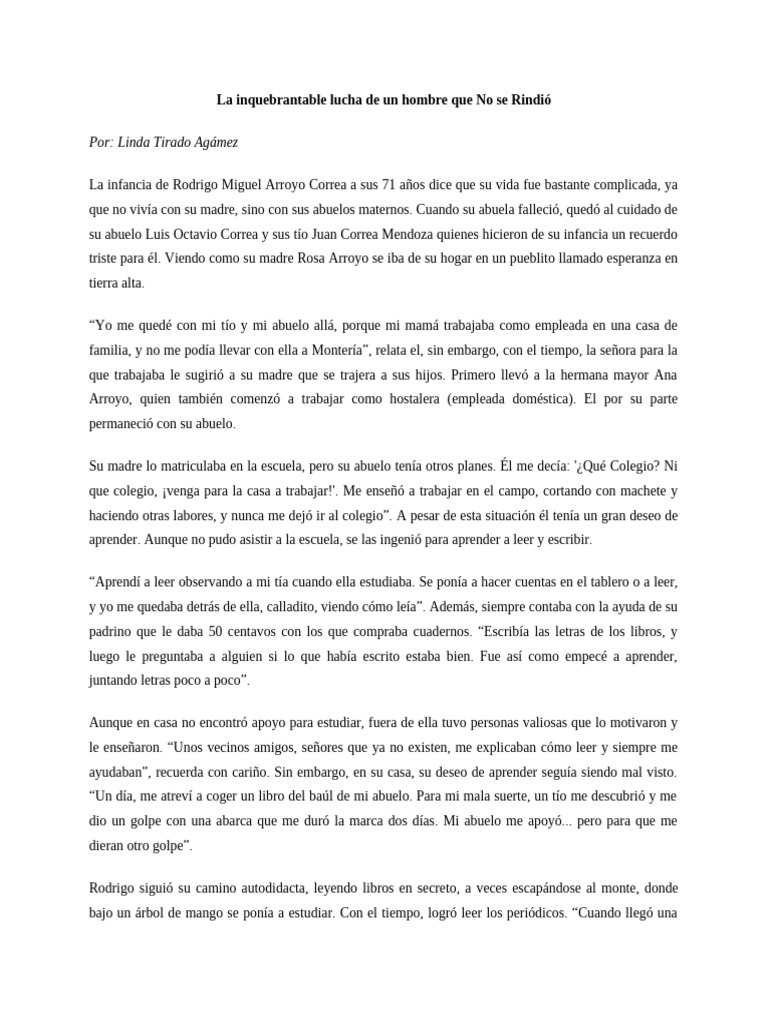 La historia de superación de Rodrigo Arroyo | PDF
