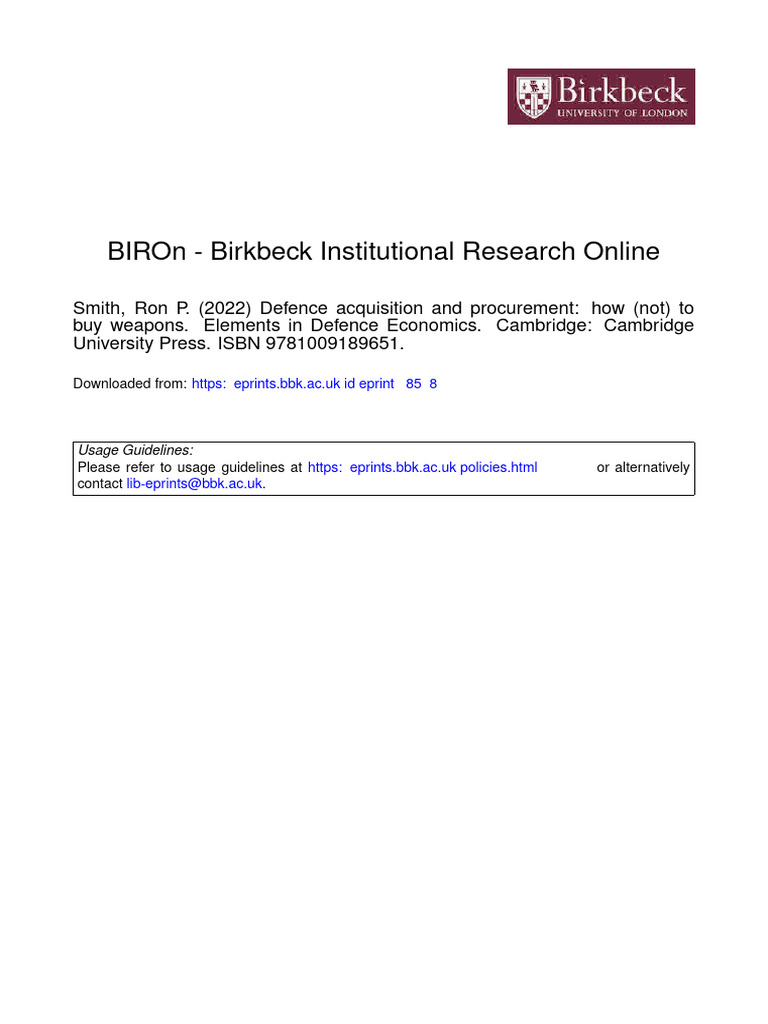 Defence Acquisition and Procurement | PDF | Adverse Selection ...