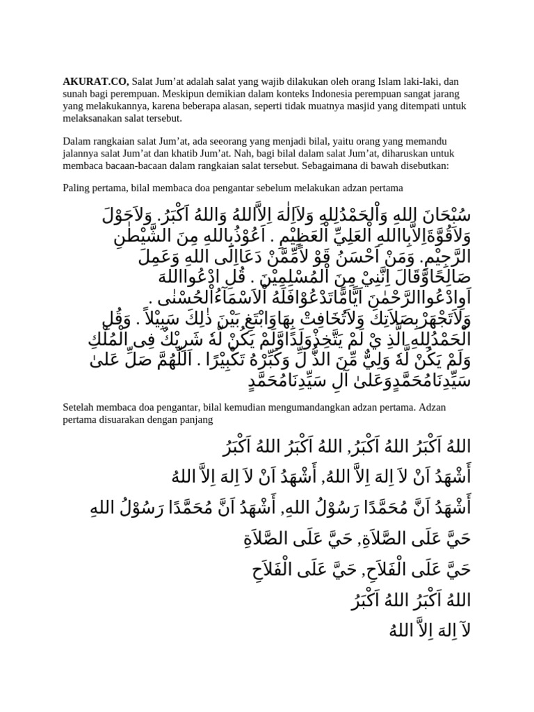Bacaan Khatib dan Bilal Jum'at | PDF