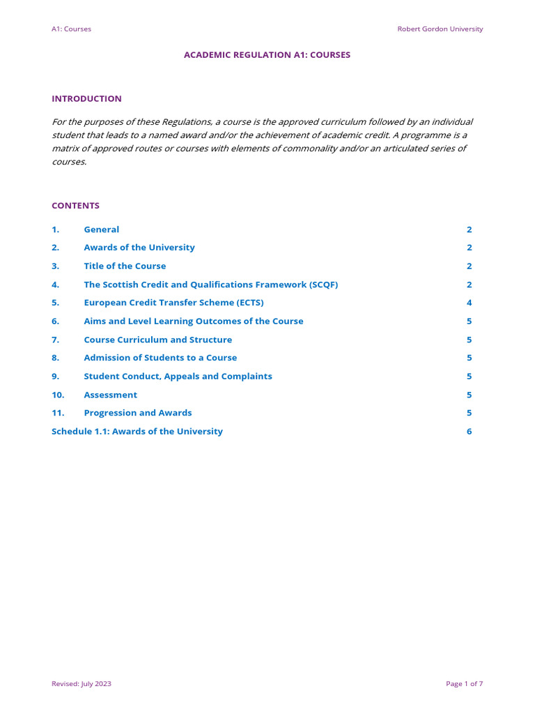 SCQF Credit Points for A1 Degrees | PDF | Bachelor's Degree | Course Credit