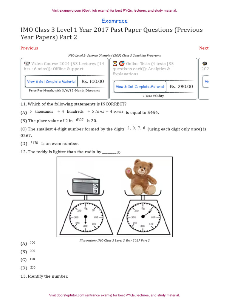 IMO Class 3 Level 2 Year 2017 Part 2 | PDF