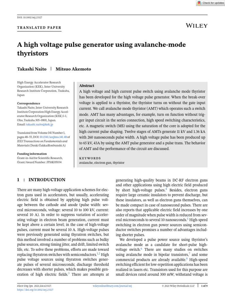 High Voltage Pulse Generator Design | PDF | High Voltage | Bipolar Junction Transistor