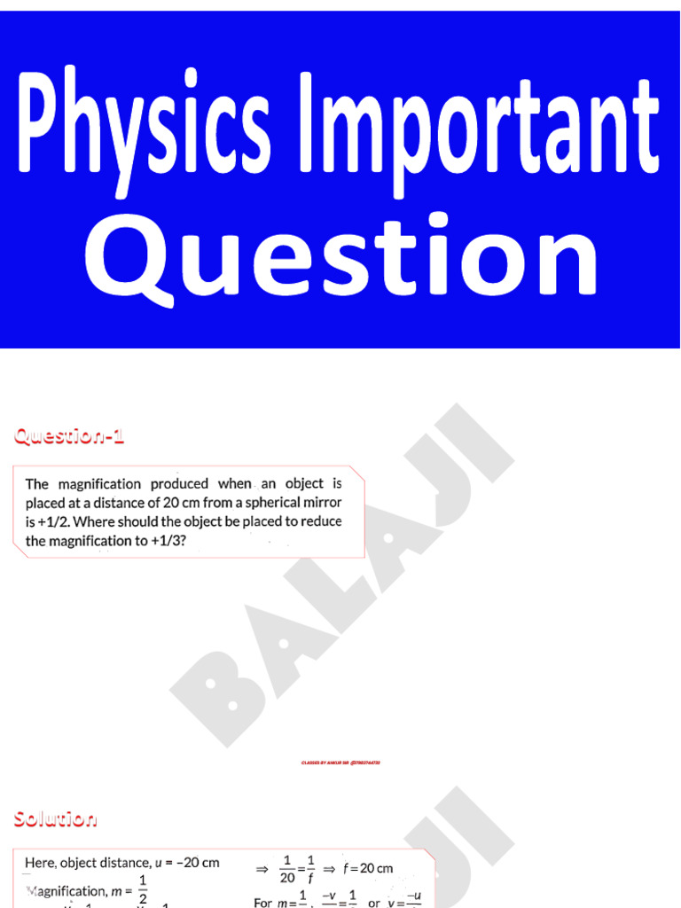 Physics Most Important Questions | PDF | Glass Engineering And Science ...