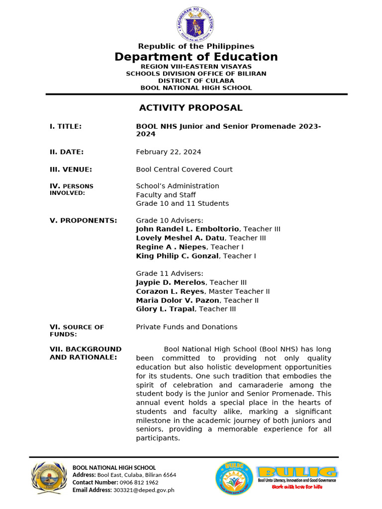 JS Prom Activity Proposal | PDF