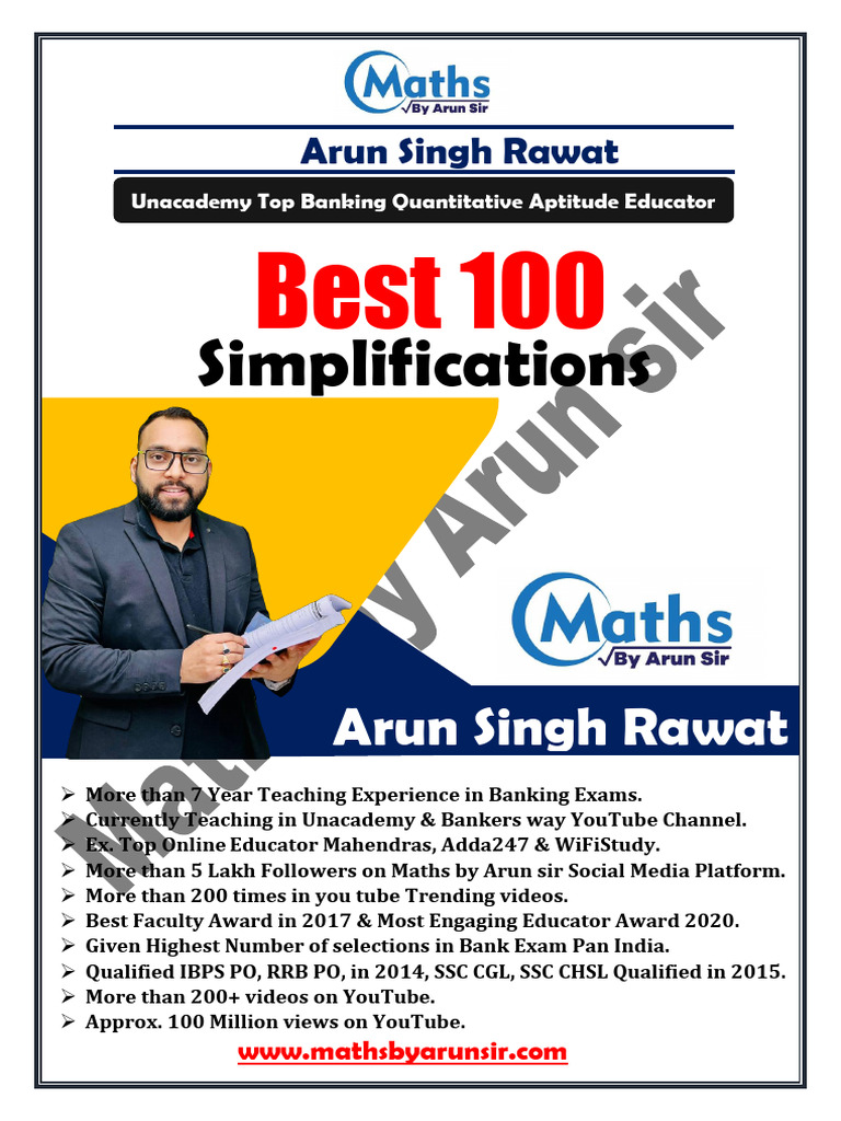 Best 100 Simplification Questions | PDF