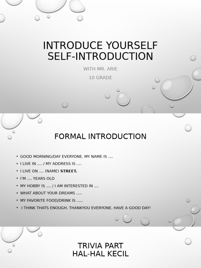 10th Grade Self-Introduction Guide | PDF