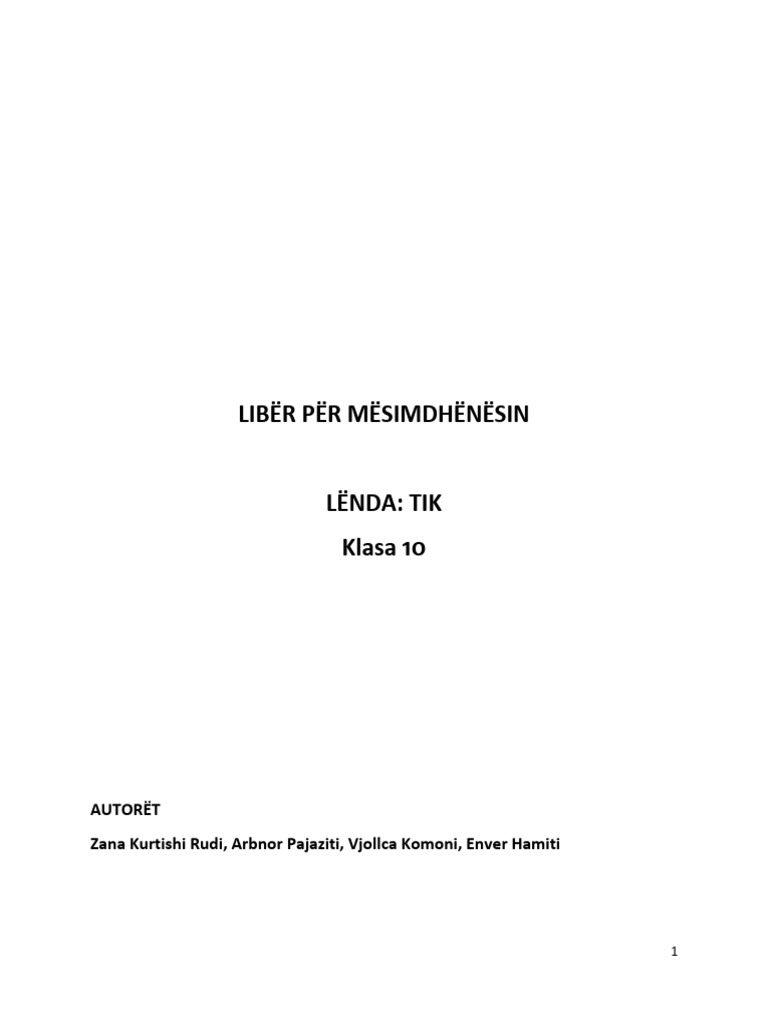Libër Për Mësimdhënësin-Tik 10 | PDF