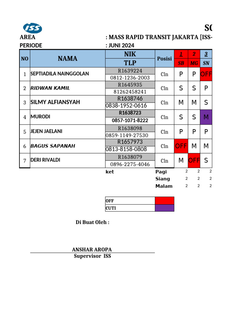 Jakarta MRT June 2024 Staff Schedule | PDF | Rapid Transit | Passenger ...
