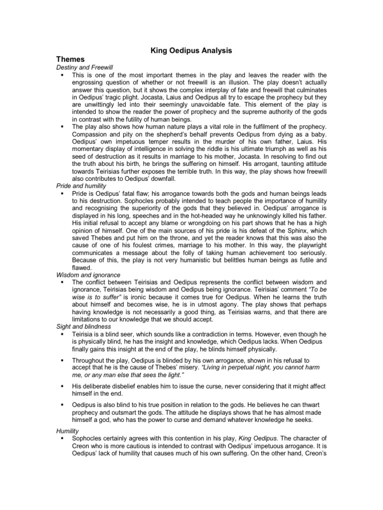 King Oedipus Analysis | PDF