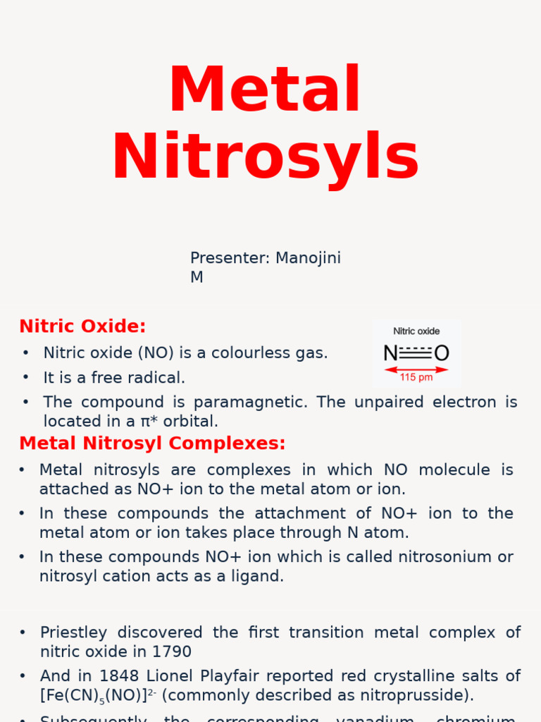Metal Nitrosyl Cpx | PDF | Cyanide | Iron